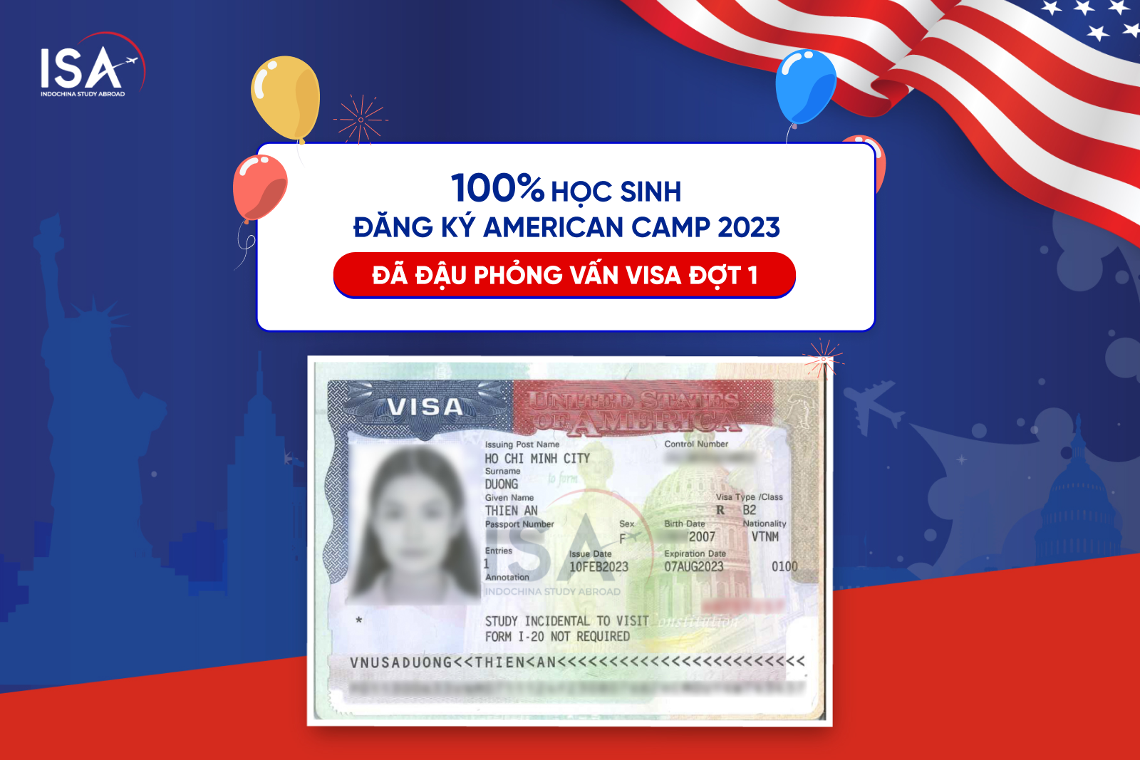 100% học sinh American Camp 2023 của ISA đã đậu phỏng vấn visa đợt 1 - Indochina Study Abroad